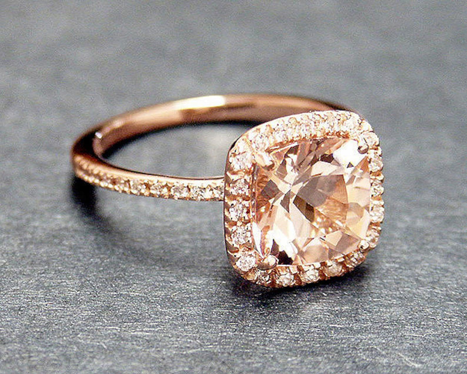 14k Solid Rose Gold Ring With 0.30ct. SI1 Clarity, G Color Natural ...