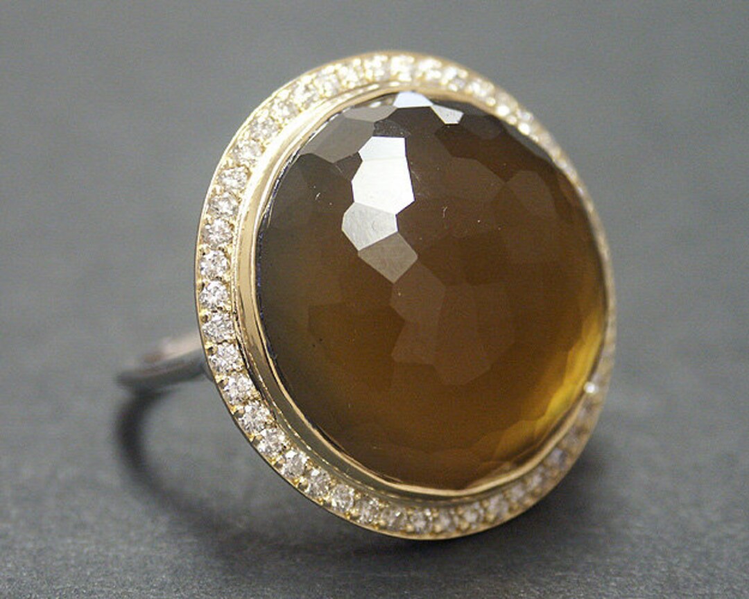 14k Solid Two Tone Gold Ring With 0.55ct. SI1 Clarity, G Color Natural ...