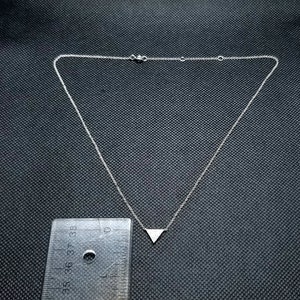 14k Solid White Gold Triangle Diamond Necklace With 0.12 Ct. SI1 ...