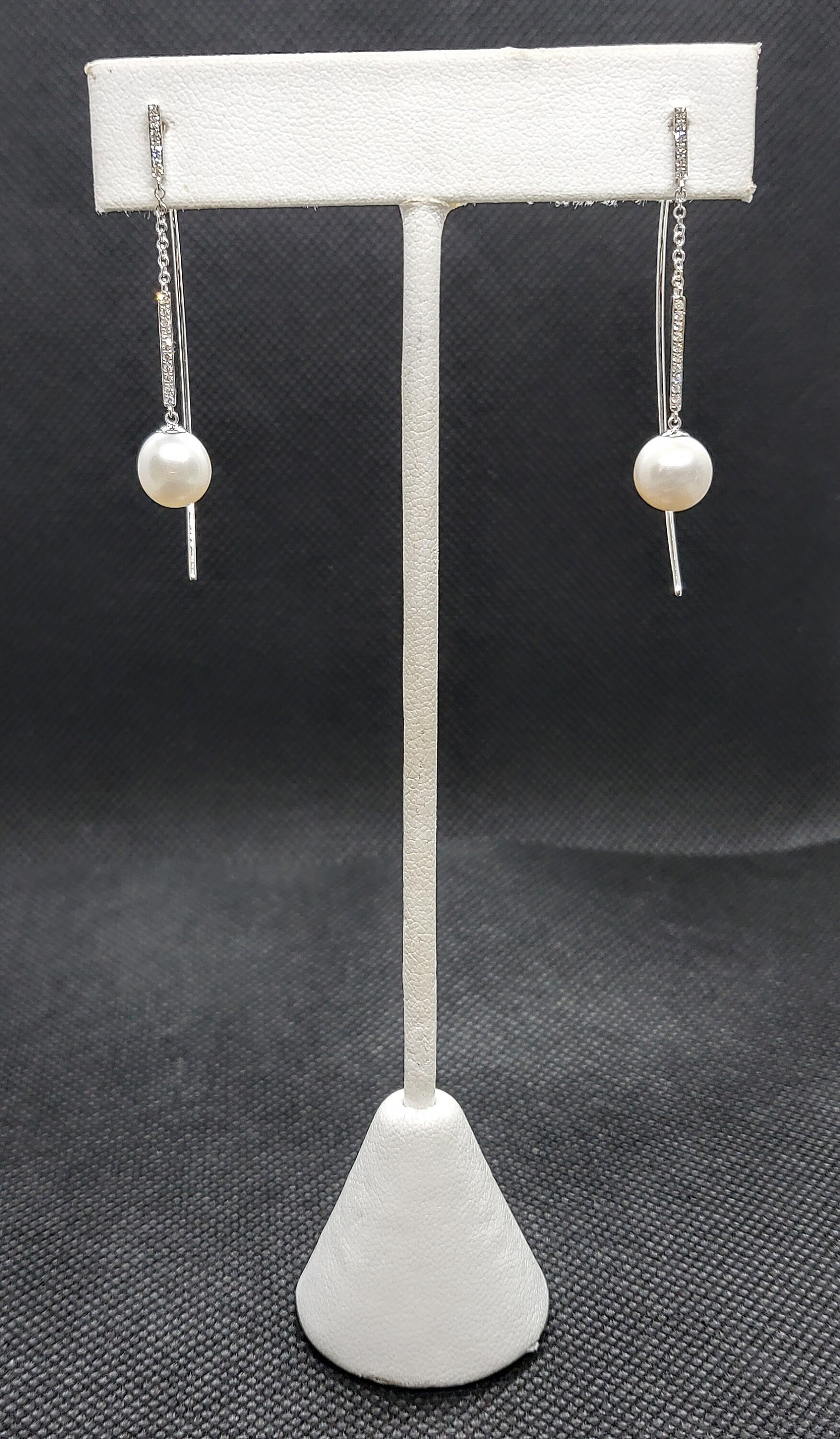 14k Solid White Gold Thread Through Earrings With 0.20 Ct. - Etsy UK