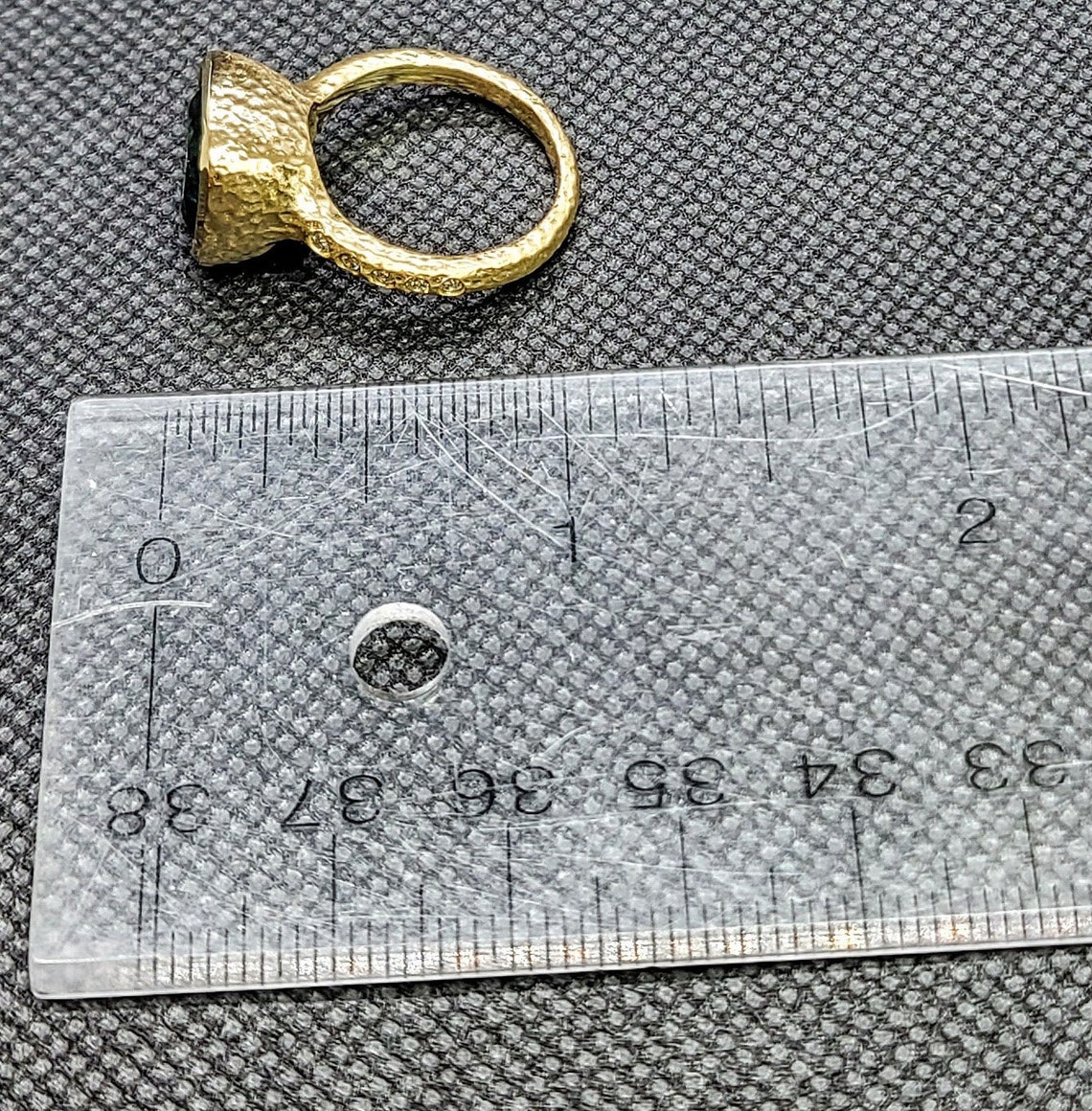 14k solid yellow gold hammered ring with 0.15 ct. SI1 G color | Etsy