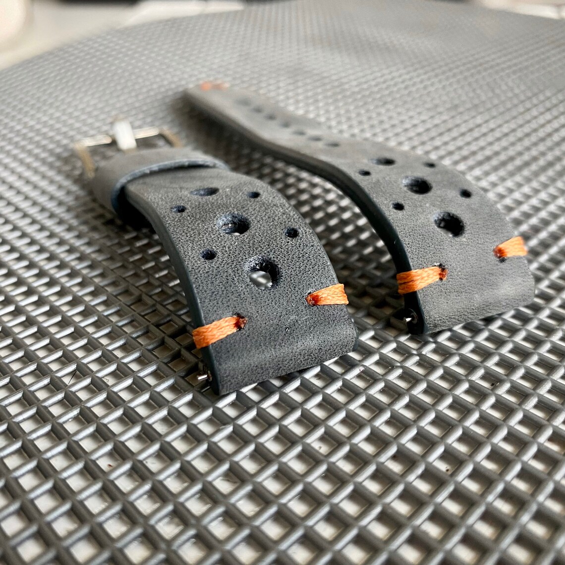 GRAY Crazy Horse Leather Vintage RACING Watch Strap ORANGE - Etsy