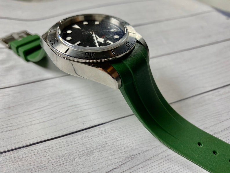 22mm GREEN Vulcanized Rubber Strap for Tudor BLACK BAY & - Etsy