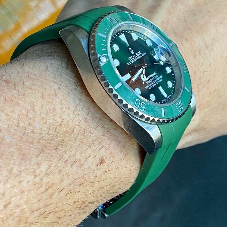 20mm Rubber GREEN Strap for Rolex Watches Newer Style Cases - Etsy