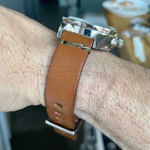 Dull BROWN Crazy Horse Leather Vintage Watch Strap OLIVE GREEN Modern ...