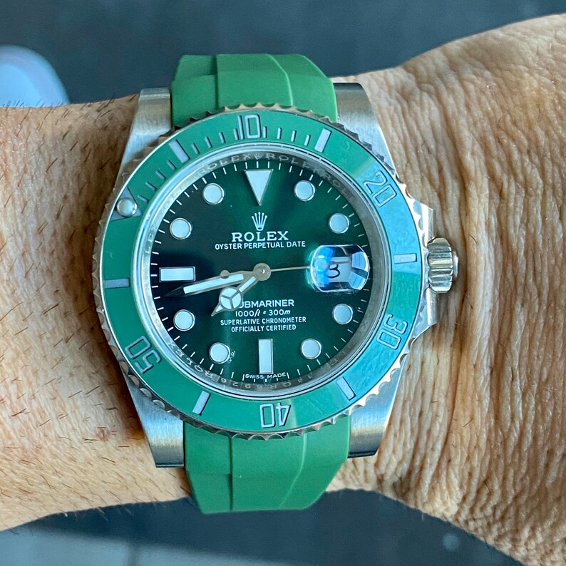20mm Rubber GREEN Strap for Rolex Watches Newer Style Cases - Etsy