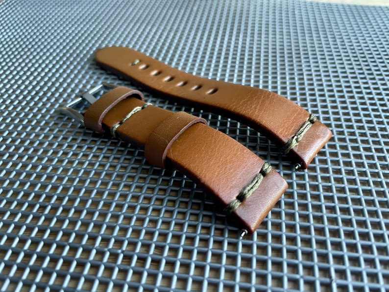 Dull BROWN Crazy Horse Leather Vintage Watch Strap OLIVE GREEN - Etsy