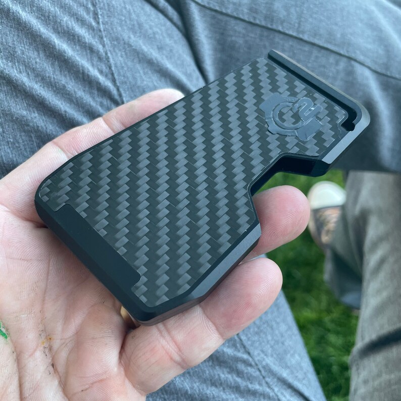 BLACK Modern Minimalistic CARBON Wallet Card Case & Cash | Etsy