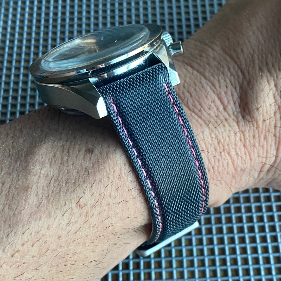 GRAY GREY Sailcloth Canvas/leather Watch Band Strap Matching - Etsy