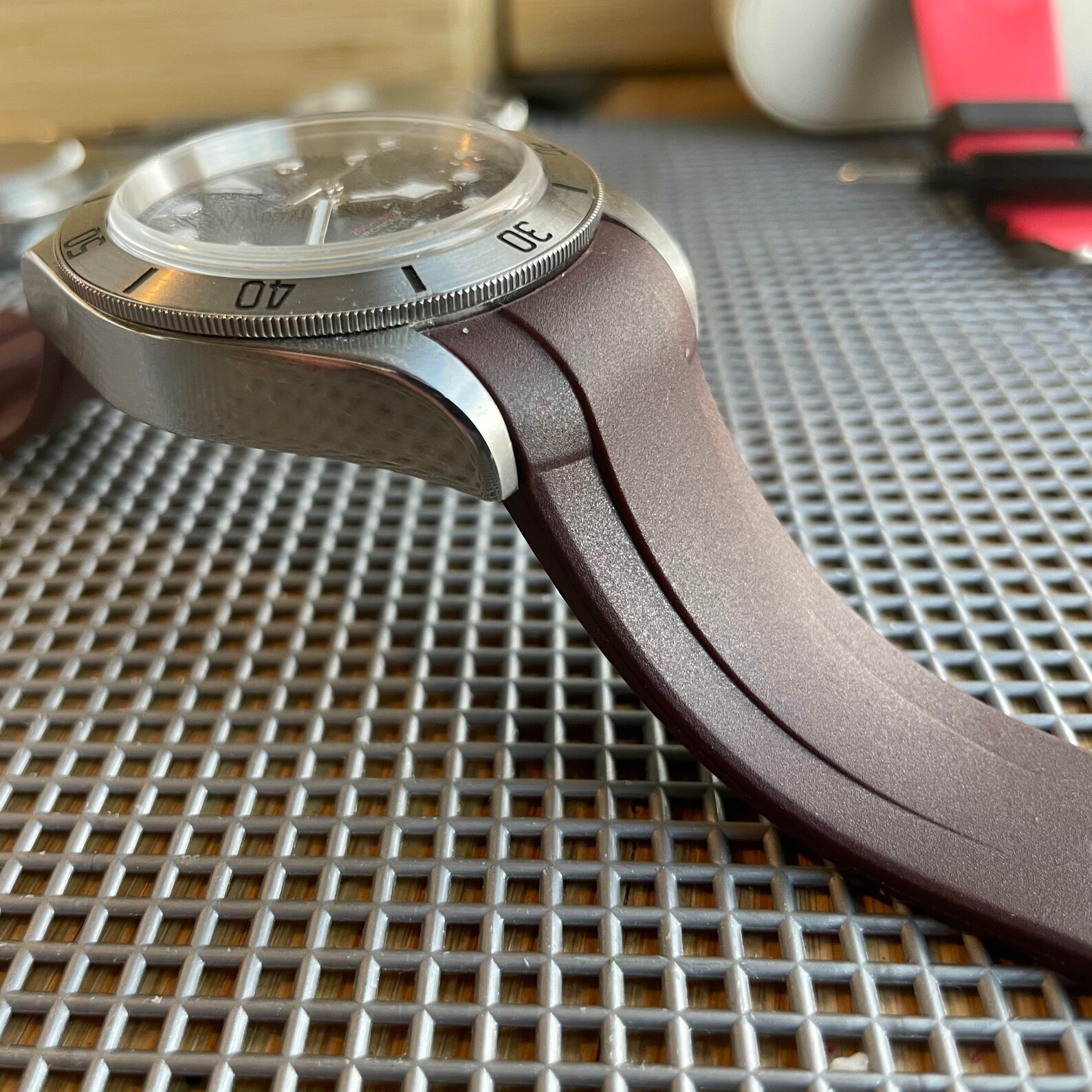 22mm BROWN Vulcanized Rubber BAND Strap for Tudor Black Bay | Etsy