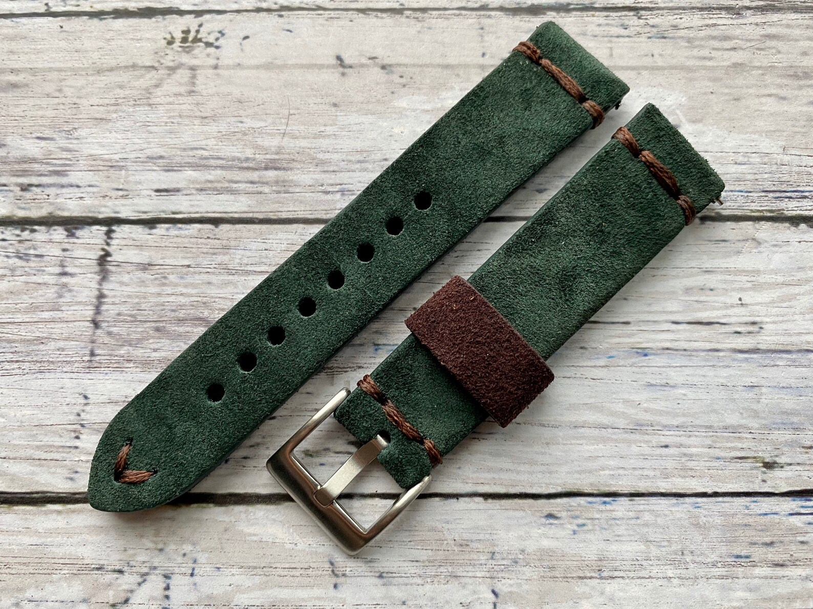 Dark GREEN Modern Vintage Suede Leather Watch Strap Band - Etsy