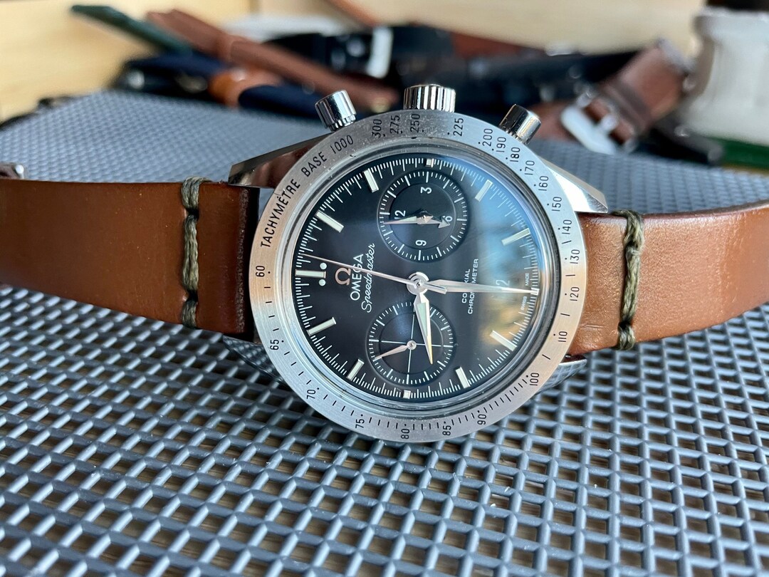 Dull BROWN Crazy Horse Leather Vintage Watch Strap OLIVE GREEN Modern ...