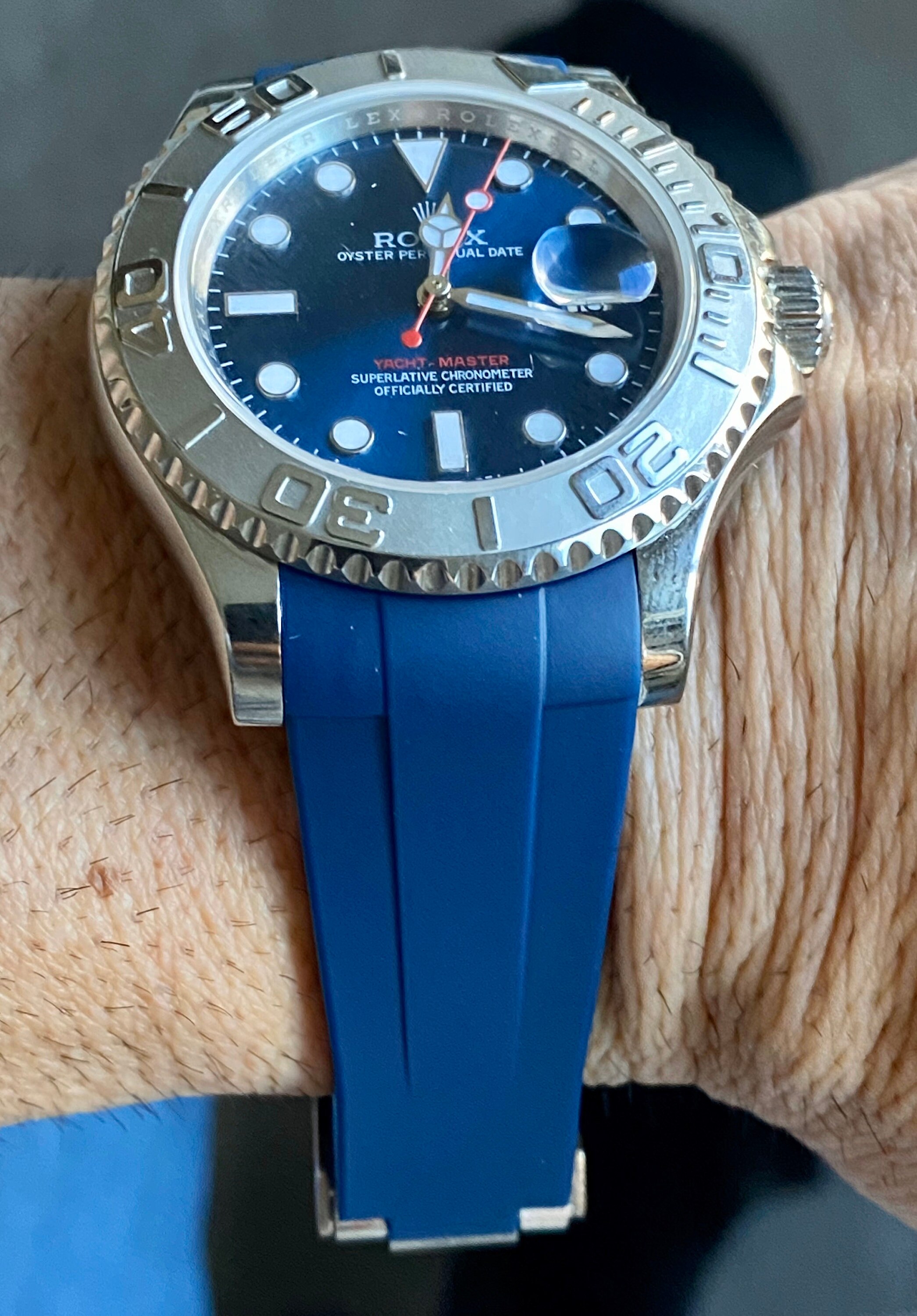 20mm BLUE Vulcanized Rubber Strap for Rolex Watches | Etsy