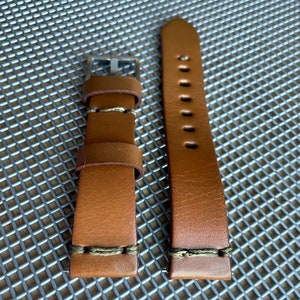 Dull BROWN Crazy Horse Leather Vintage Watch Strap OLIVE GREEN Modern ...