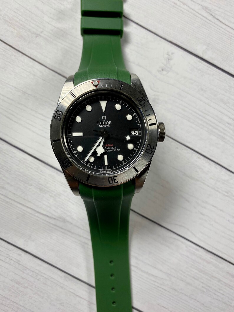 22mm GREEN Vulcanized Rubber Strap for Tudor BLACK BAY & - Etsy