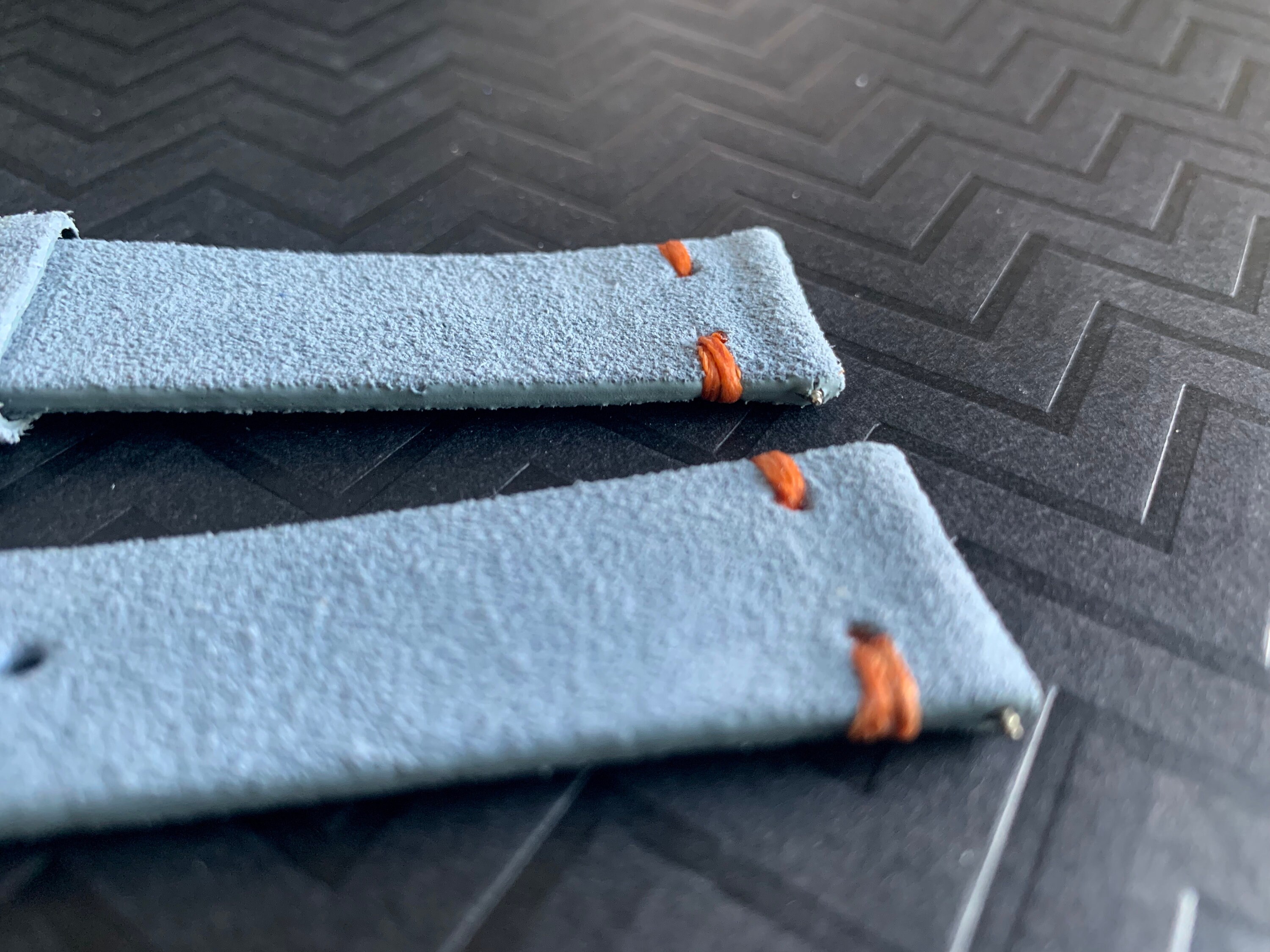 Light BLUE Suede Leather Watch Strap Band ORANGE Stitching - Etsy