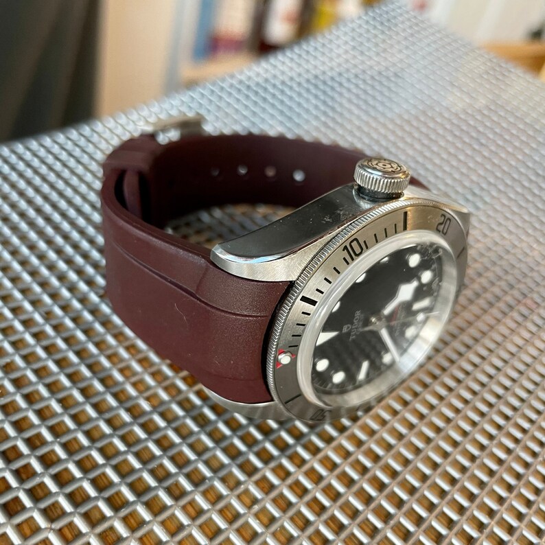 22mm BROWN Vulcanized Rubber BAND Strap for Tudor Black Bay | Etsy