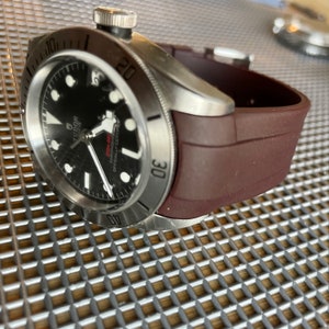 22mm BROWN Vulcanized Rubber BAND Strap for Tudor Black Bay Watches - Etsy