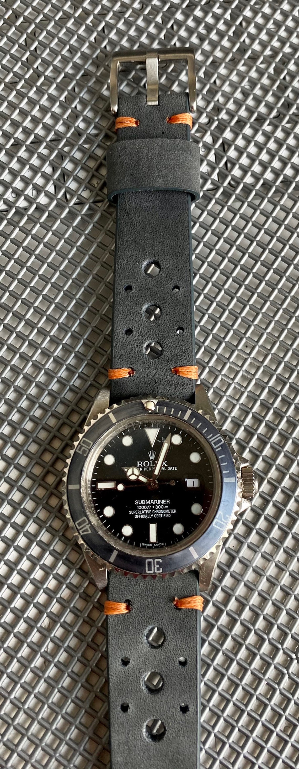 GRAY Crazy Horse Leather Vintage RACING Watch Strap ORANGE - Etsy