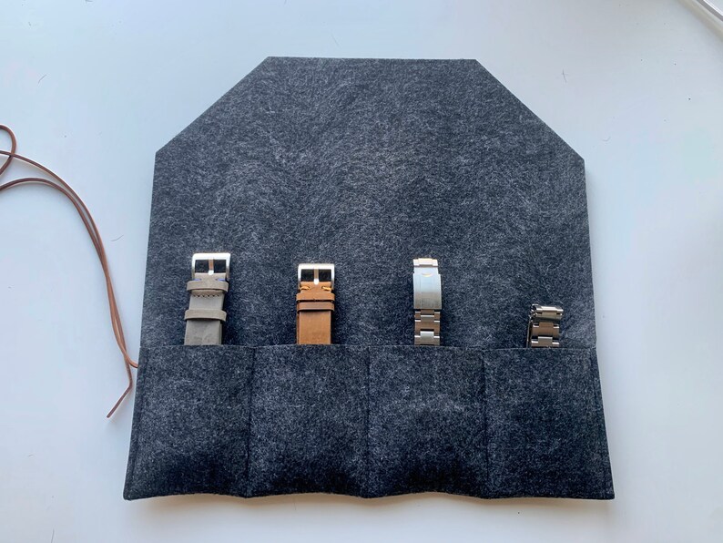 New Dark GRAY Felt Watch Travel Case/roll Holds 4 Watches | Etsy