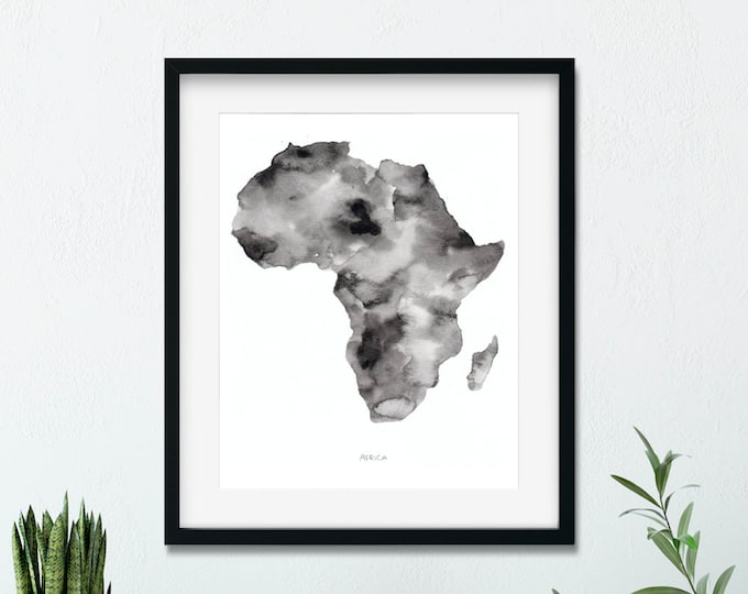 Map of Africa Geographical Art Watercolor Map of Africa | Etsy