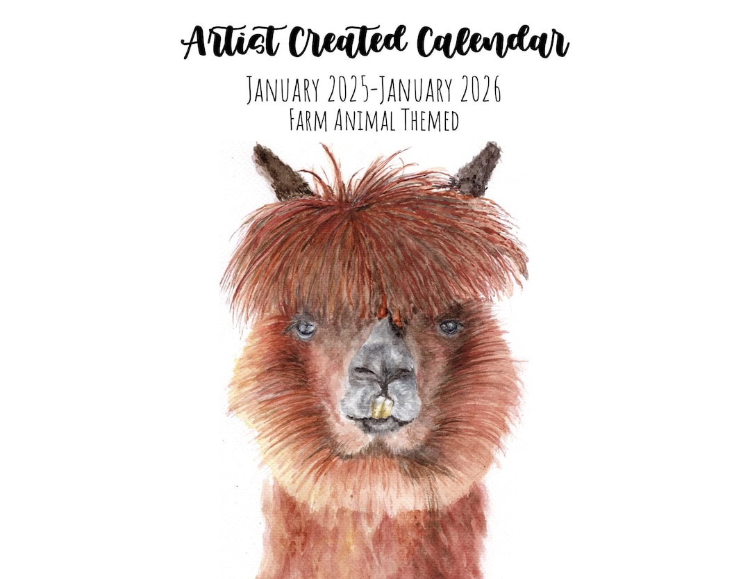 2025 Farm Animal Calendar | Watercolour Farm Animals Calendar | Artist ...