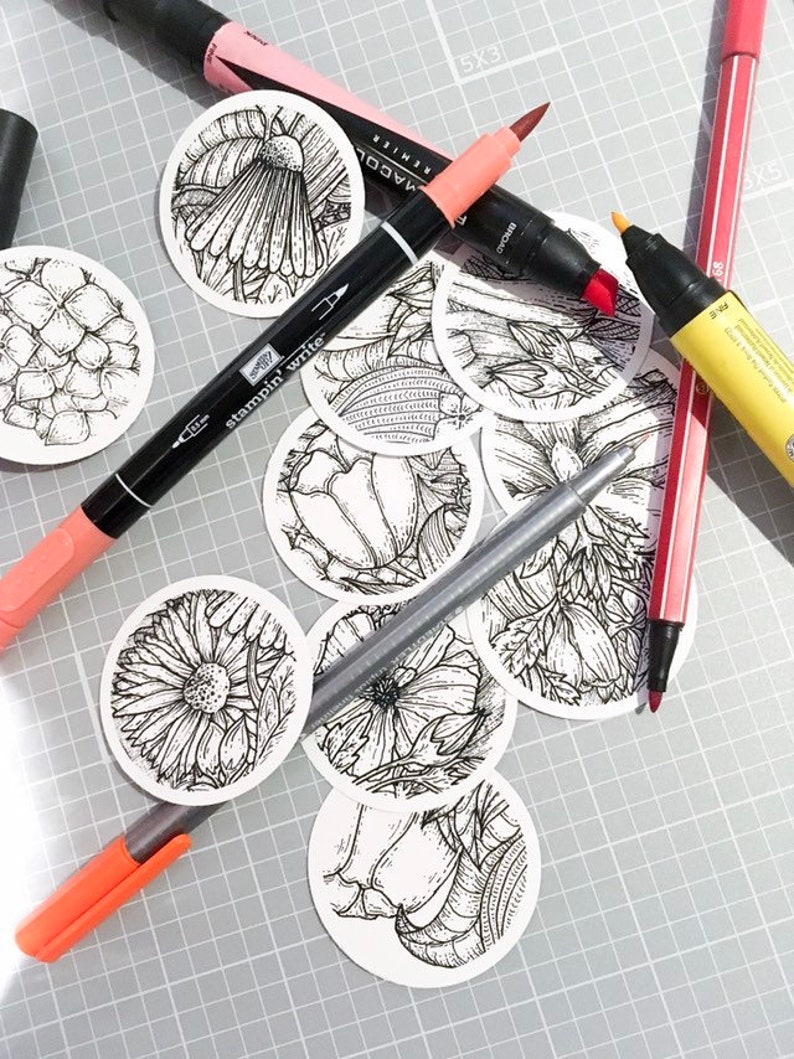 Glossy Coloring marker Stickers Colouring - Etsy