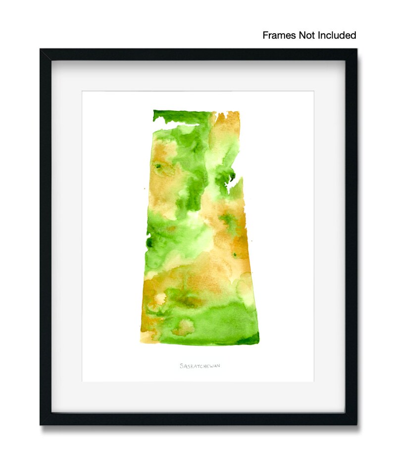 Watercolour Saskatchewan Map Canadian Watercolor Maps | Etsy Canada