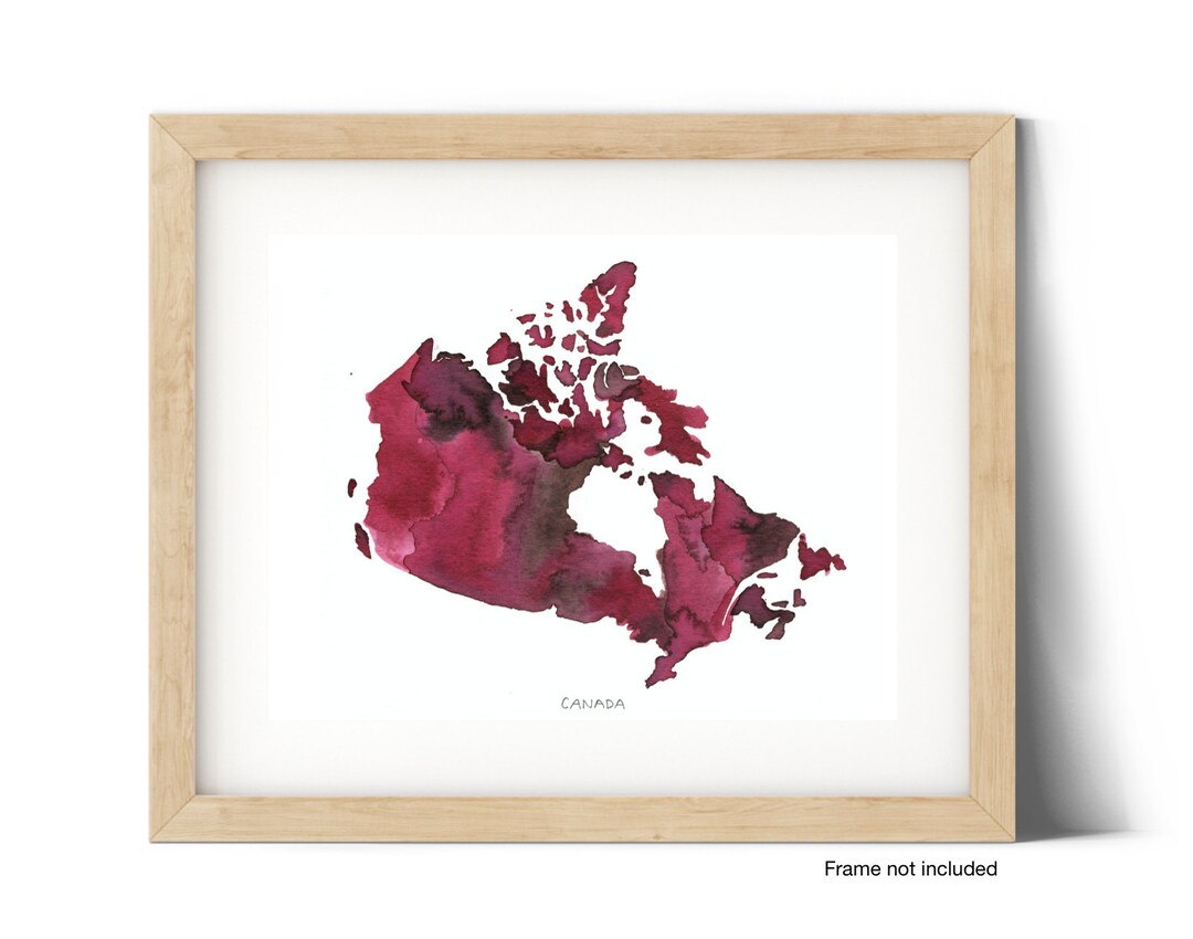 Watercolor Canada Map, Geographical Art, Watercolor Maps, Painted Maps ...
