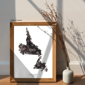 Watercolor Newfoundland Map, Canadian Watercolor Maps, Geographical Art ...