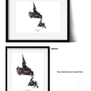 Watercolor Newfoundland Map, Canadian Watercolor Maps, Geographical Art ...