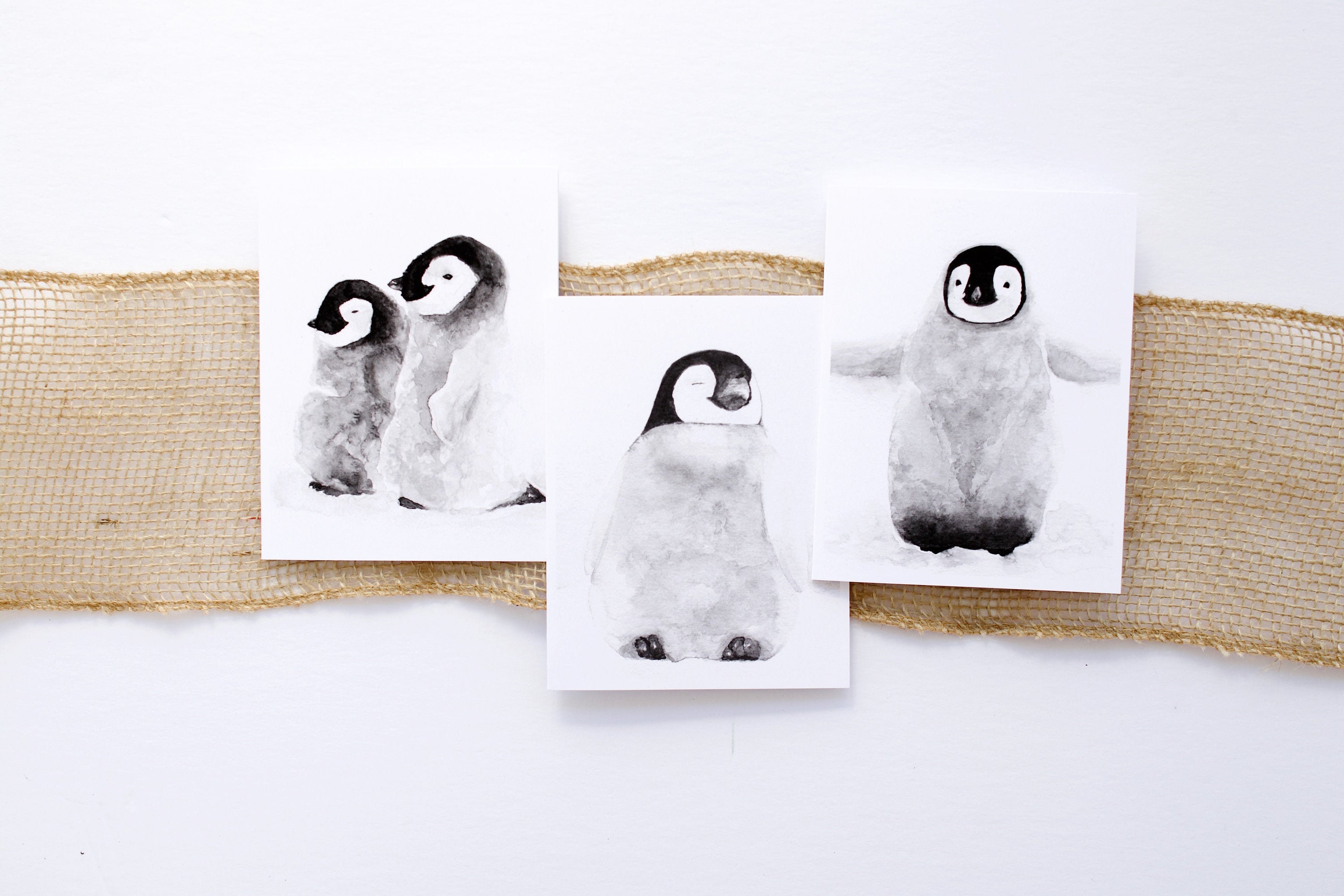 Penguin Note Cards Set Penguin Greeting Cards Watercolor - Etsy Canada