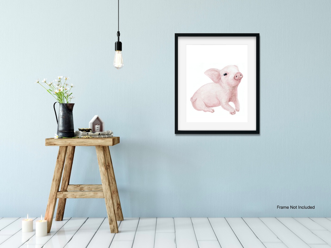 Baby Pig Art Prints, Watercolor Art Print of a Piggie, Studio Art ...