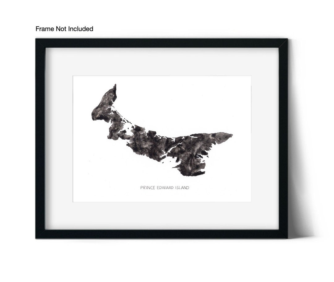 Watercolor PEI Map, Canadian Watercolor Maps, Geographical Art, Painted ...