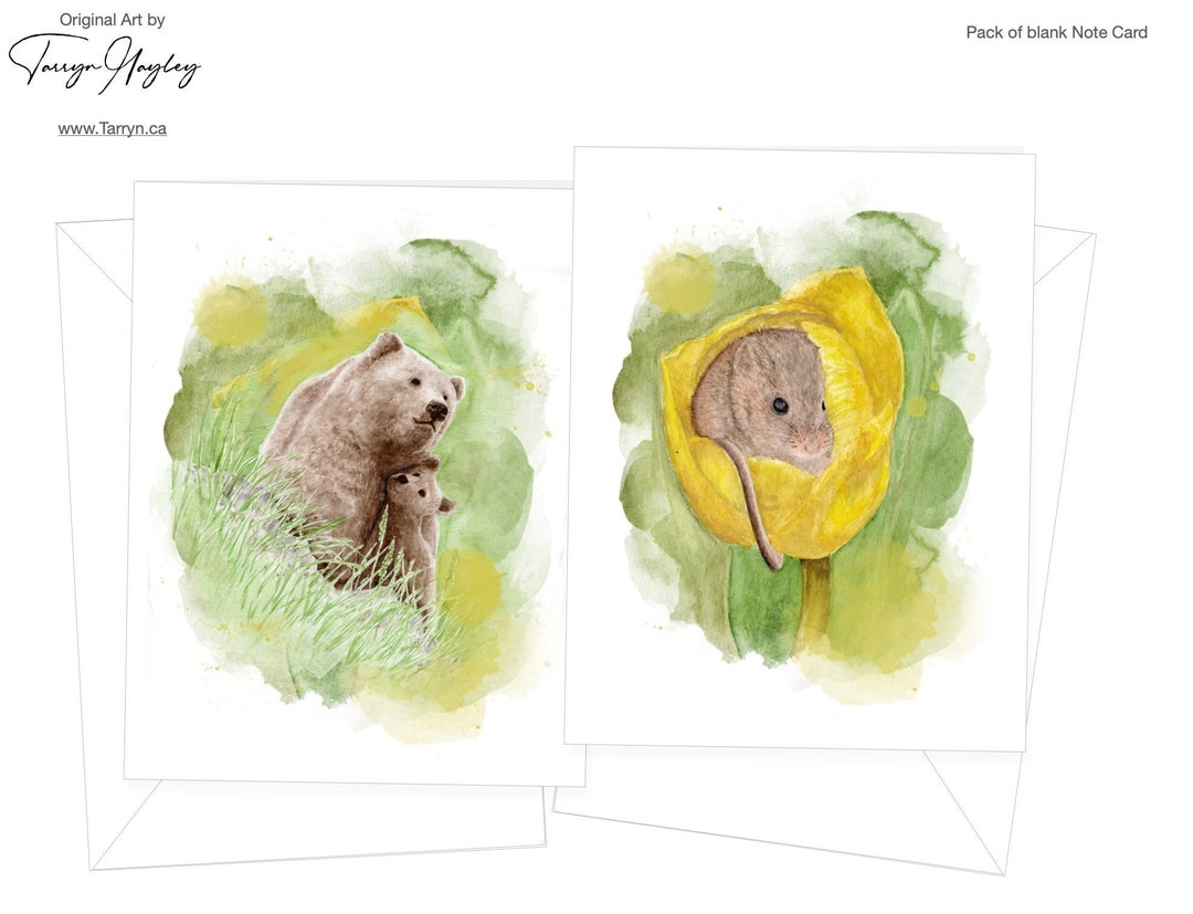 Pack of Animal Note Cards / Animal Note Cards / Folded Note - Etsy