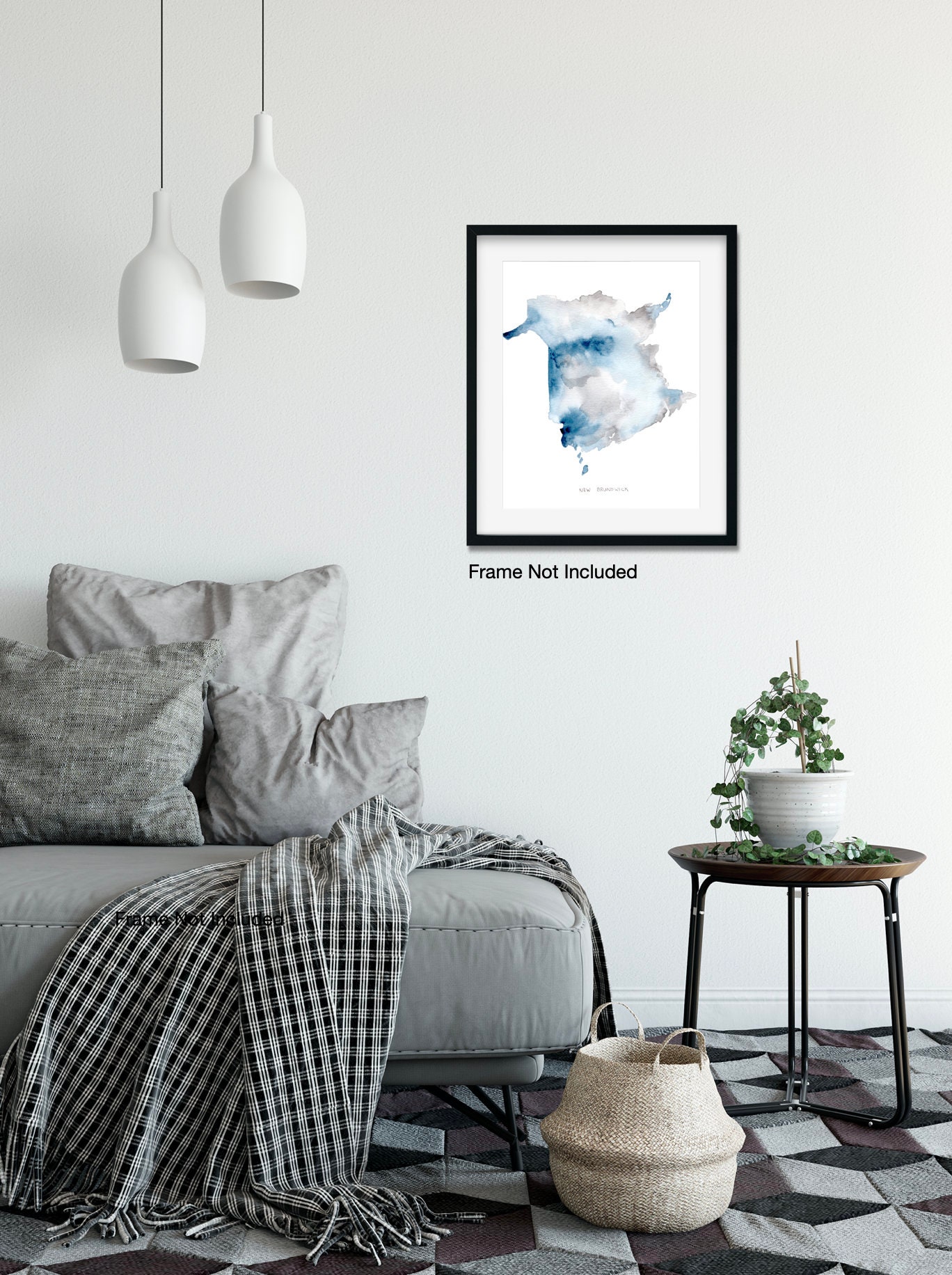 Watercolor New Brunswick Map Canadian Watercolor Maps | Etsy