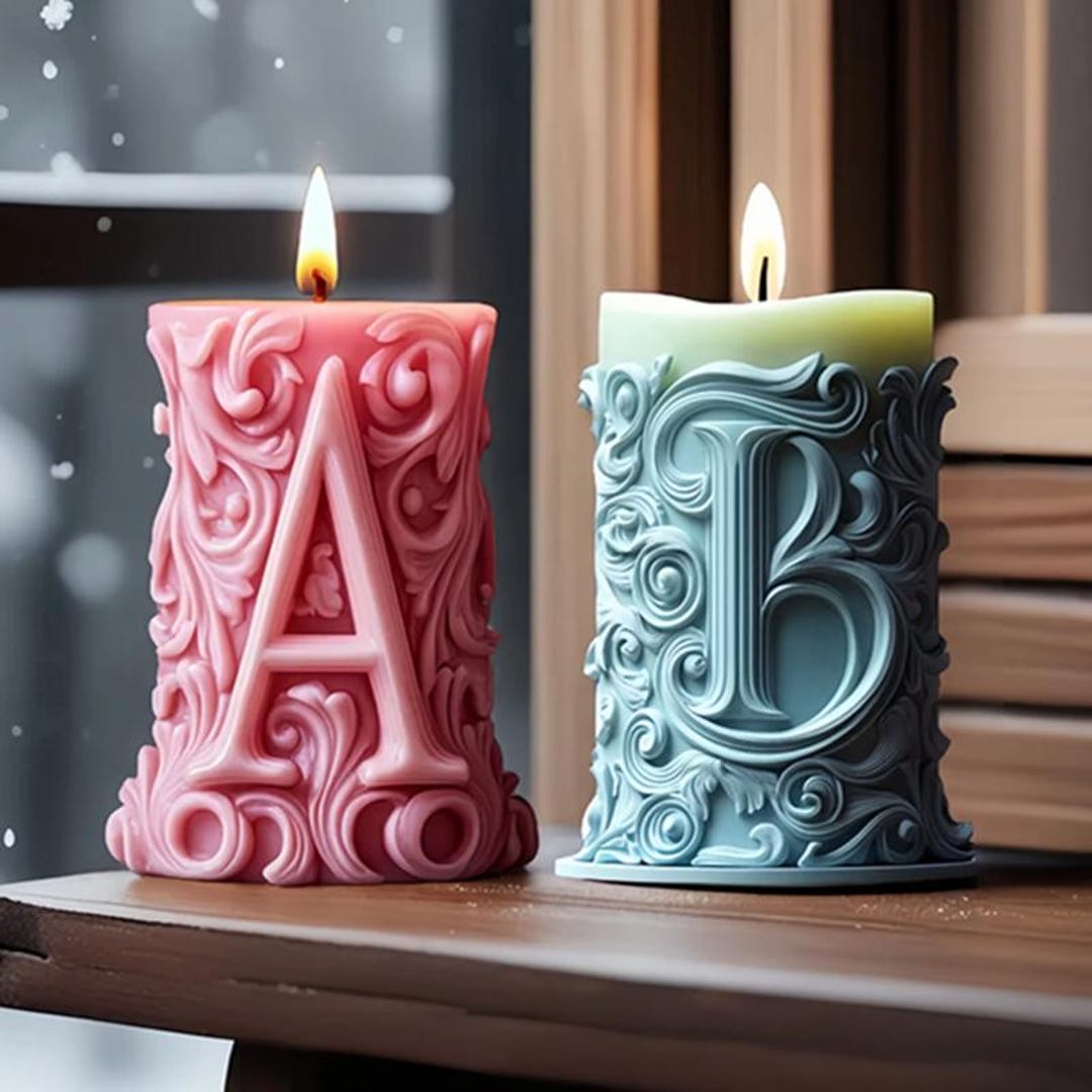 Letter Pillar Candle Silicone Mold-nordic Alphabet Candle Mold-embossed ...