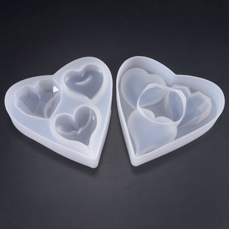 Heart Shaped Silicone Mold-peach Heart Resin Mold-geometric Heart ...