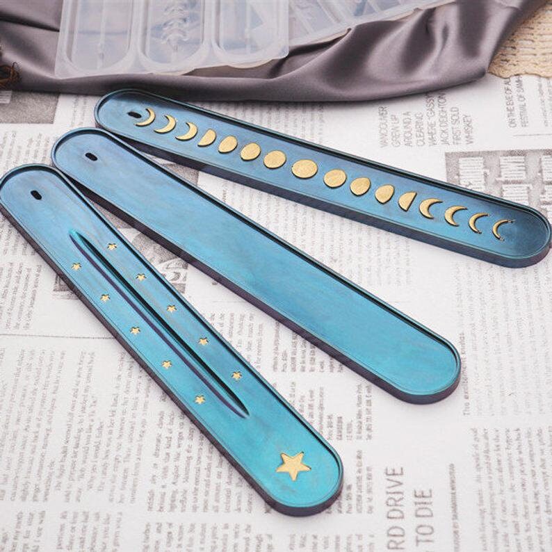 Moon Star Incense Holder Resin Mold-oval Square Incense Holder - Etsy