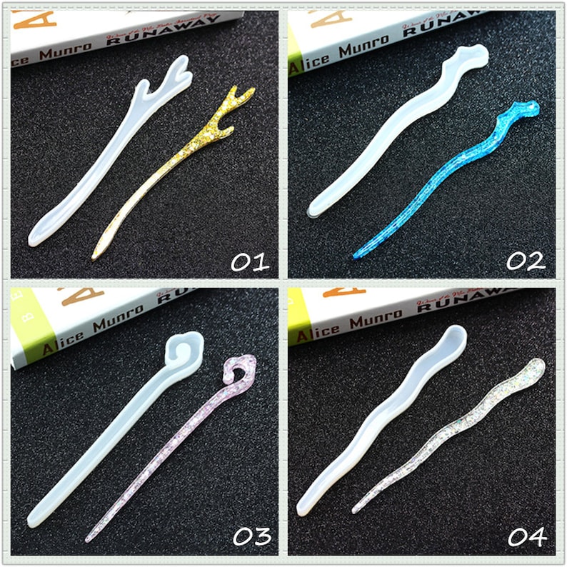 Hair Pin Resin Silicone Mold-hairpin Mold-u Shaped Hair Stick Mold-tree ...