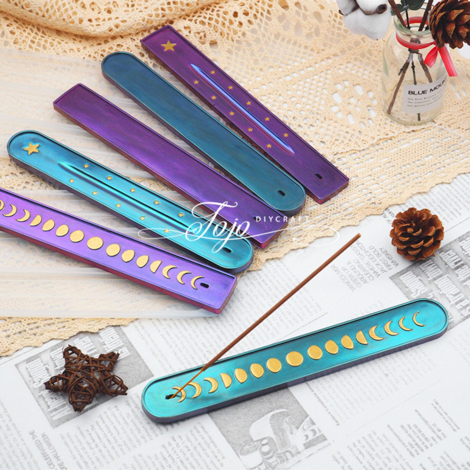 Moon Star Incense Holder Resin Mold-oval Square Incense Holder | Etsy