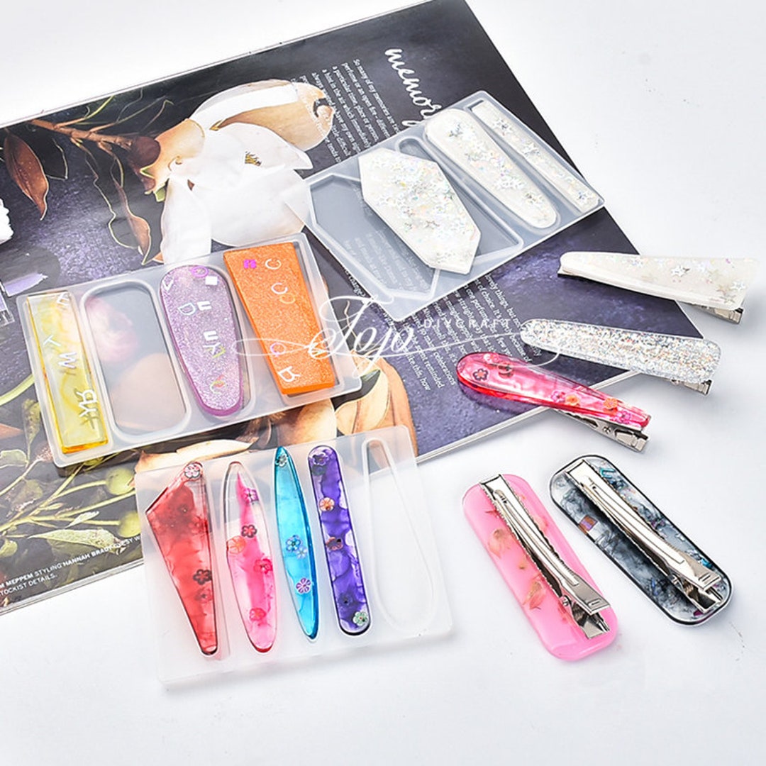 Hair Clip Silicone Mold-hair Barrettes Mold-colorful Hair Clips Resin ...