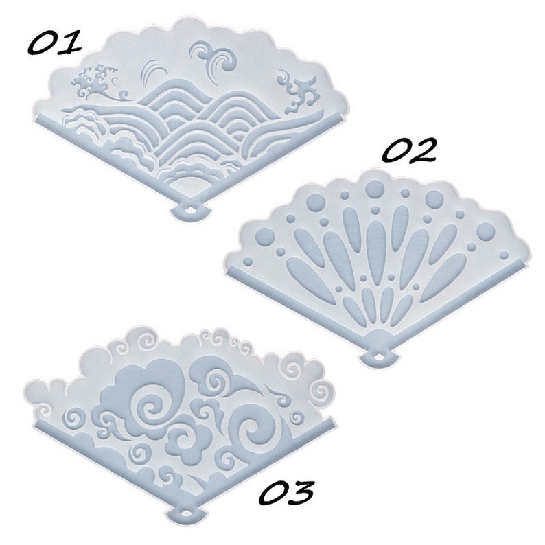 Fashion Fan Silicone Mold-fan Resin Mold-auspicious Cloud Fan Mold-sea ...