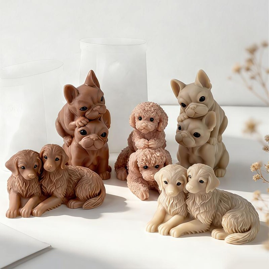 Family Animal Candle Mold-teddy Dog Candle Mold-bulldog Candle Silicone ...