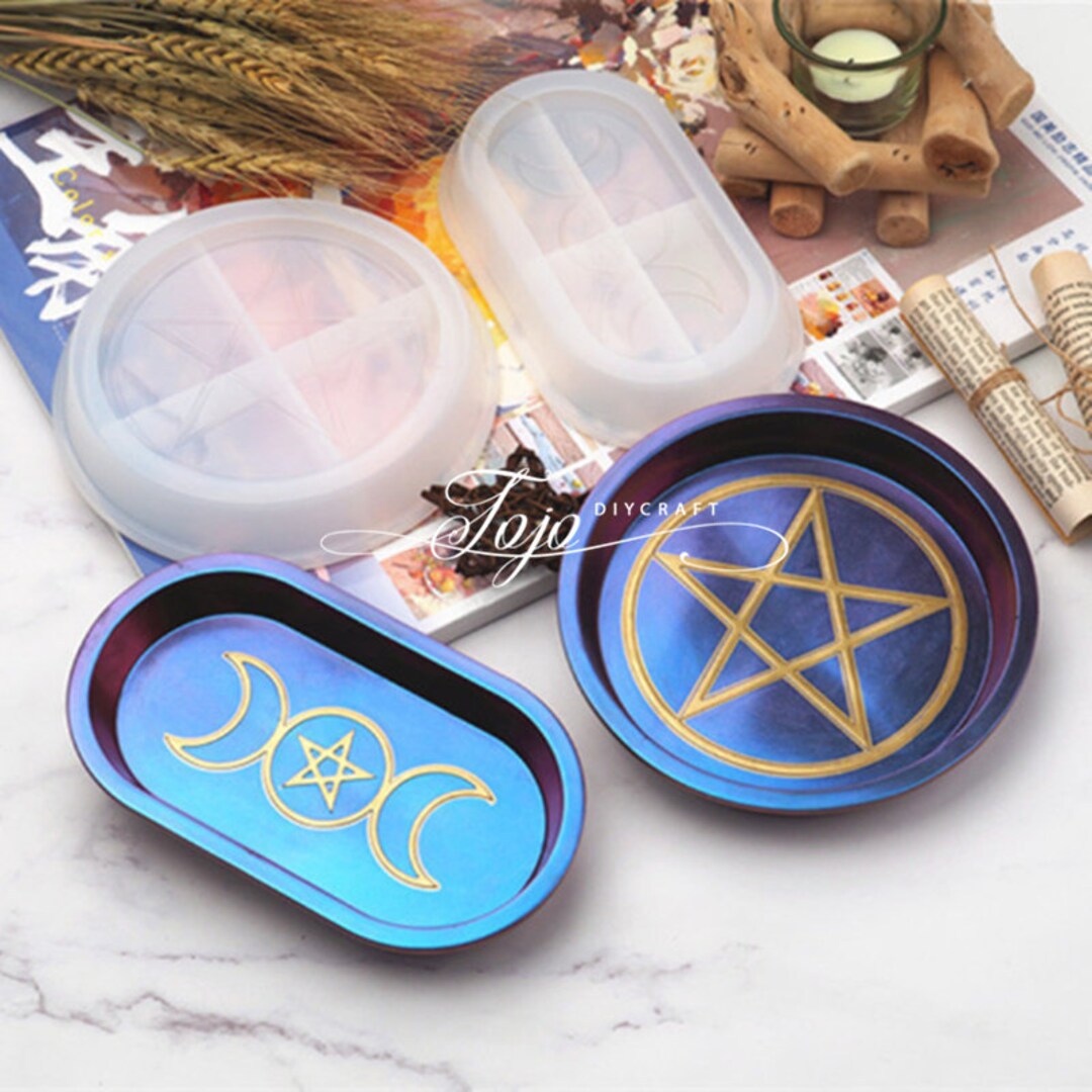 Star Moon Plate Dish Mold-moon Phase Plate Resin Mold-oval Round ...