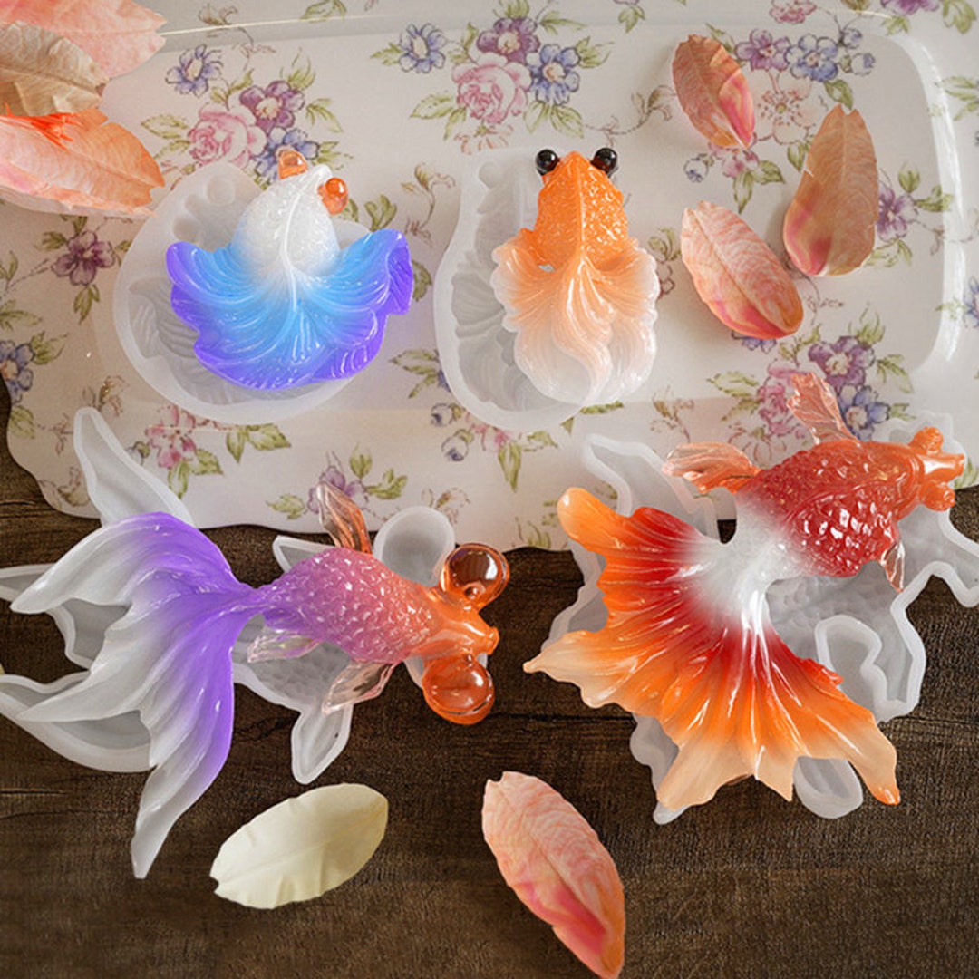 4 Styles Fish Silicone Mold-cute Goldfish Resin Mold-goldfish Pendant ...