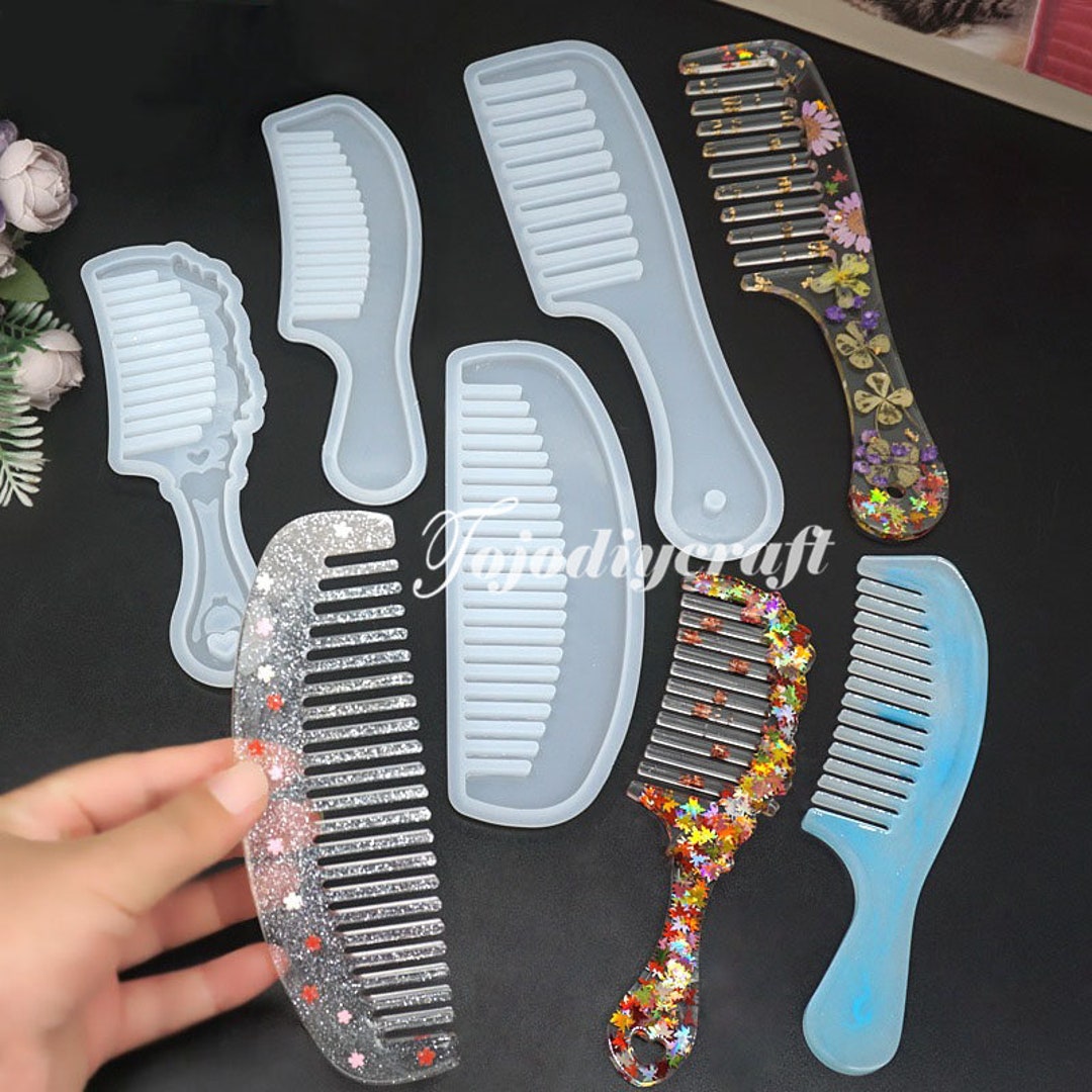 Large Comb Silicone Mold-hair Comb Resin Mold-flower Comb Mold-crescent ...