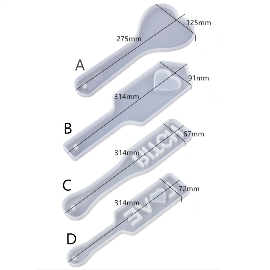 Paddles Resin Silicone Mold-paddles Spanking Mold-love Paddle - Etsy