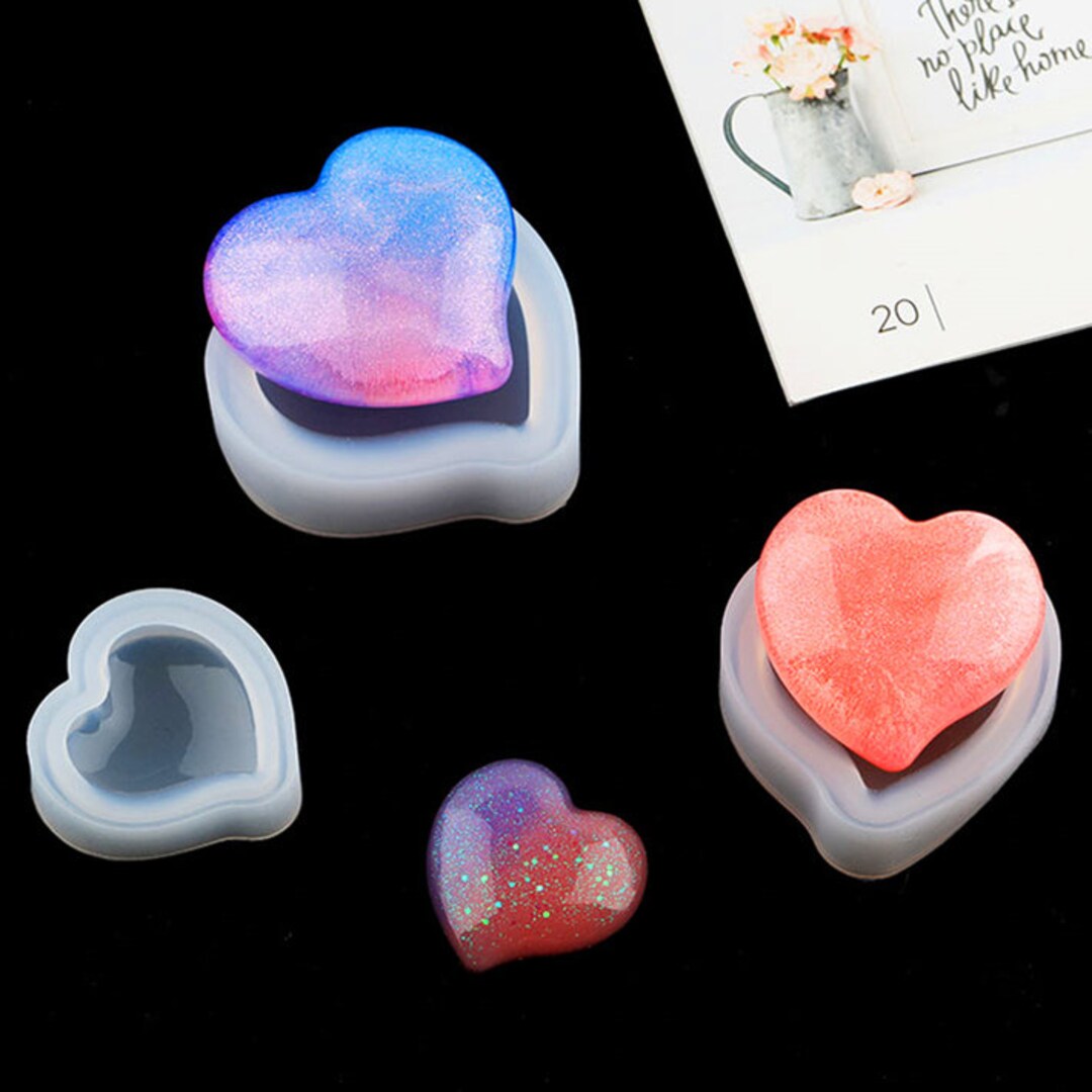 Peach Heart Silicone Mold-shiny Heart Resin Mold-heart Keychain Mold ...