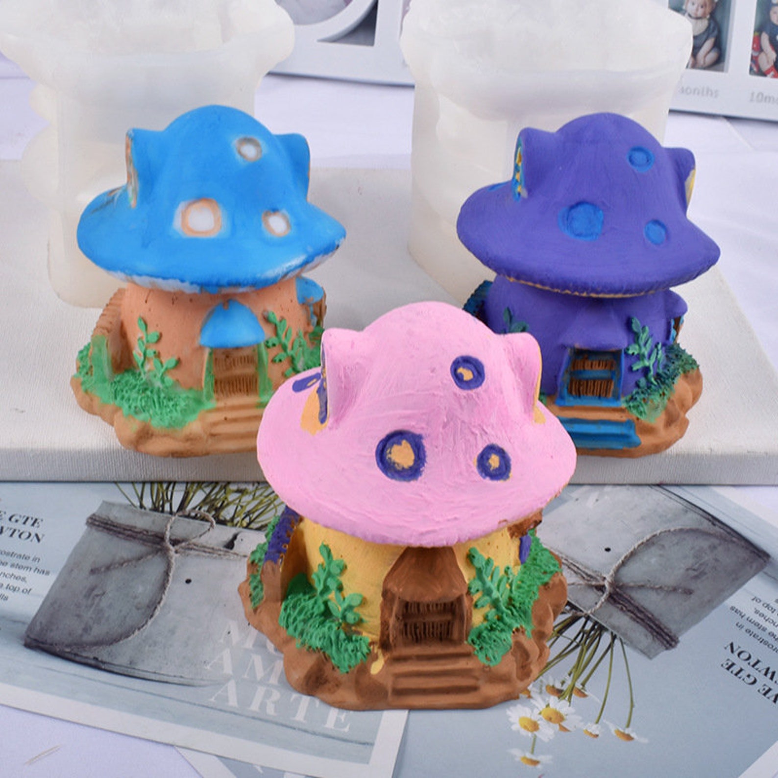 Mushroom House Resin Silicone Mold-mushroom House Candle Mold-garden ...